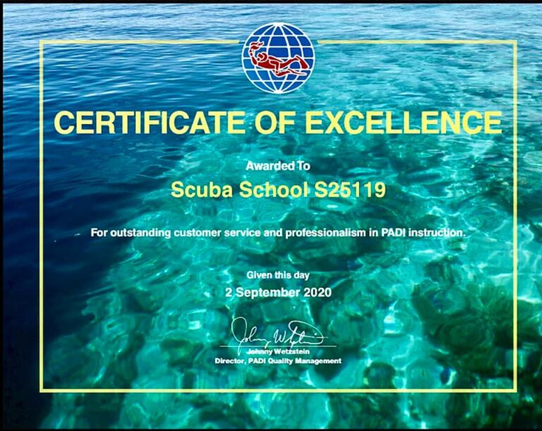 Proud of our latest Certificate of Excellence - Scuba School Ltd - PADI ...